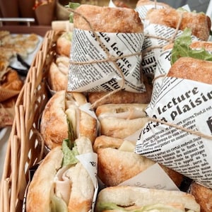 Newspaper Deli Paper Sheets Sandwich Twine Set for Food Display Buffet ...