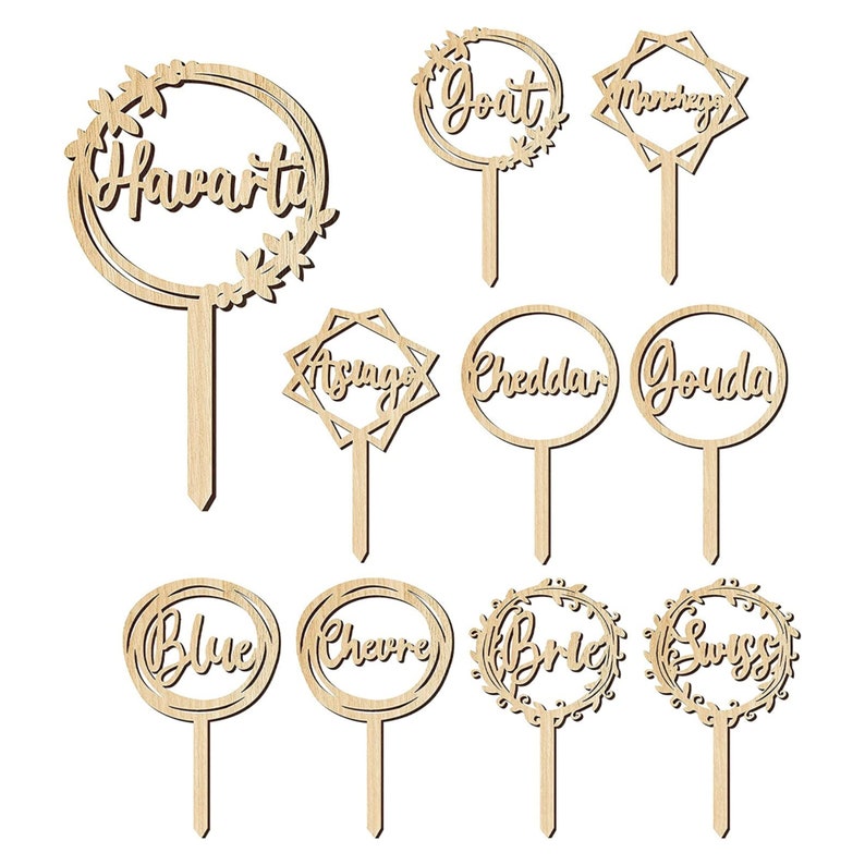 Wooden Cheese Label Signs for Charcuterie Food Cheese Board Grazing ...