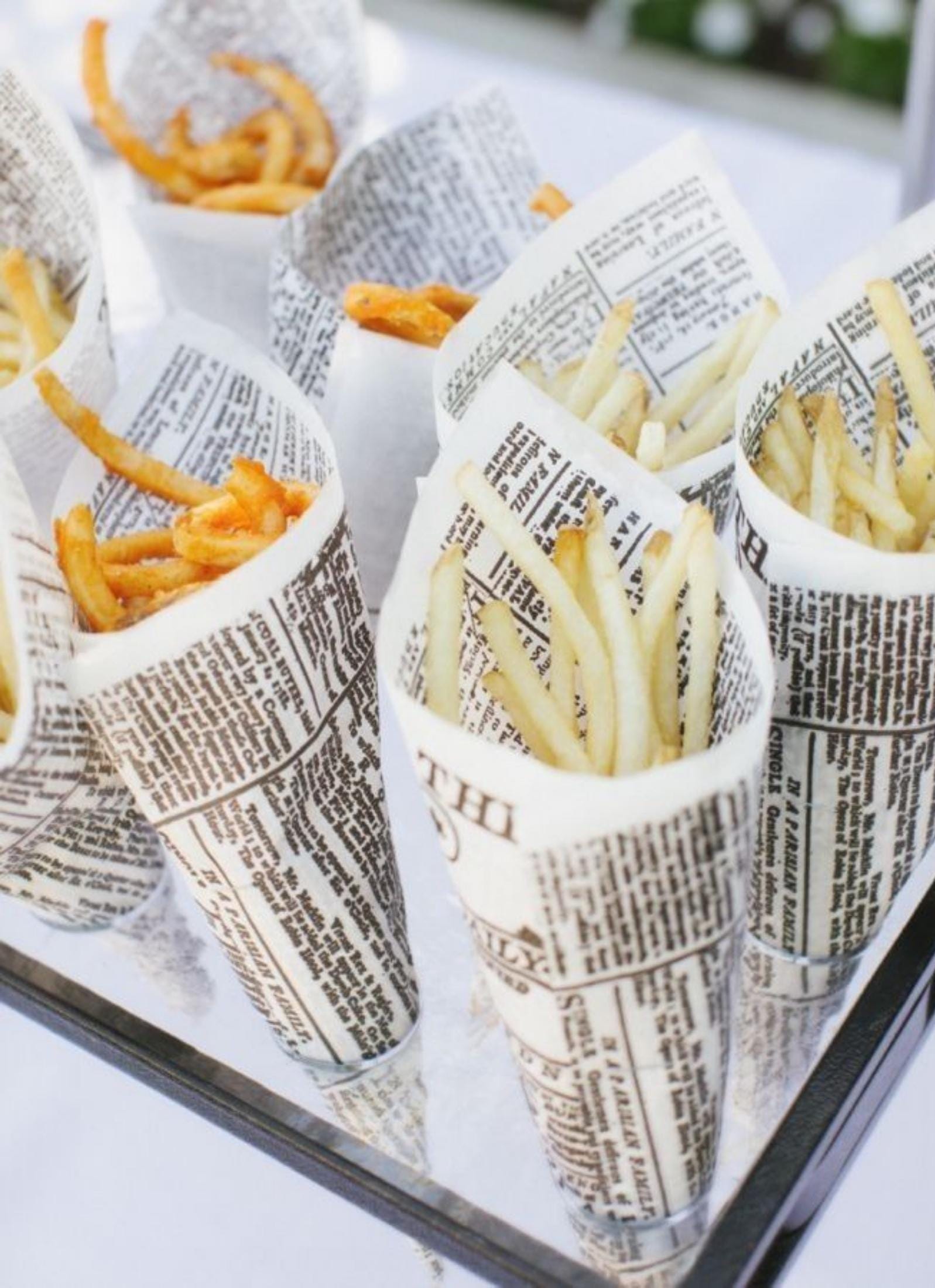 French Newspaper Paper Cones for French Fries Charcuterie Catering Food ...