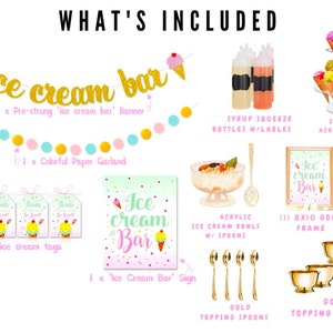 Ice Cream Bar DIY Decor Kit Package Ice Cream Party Bridal Shower ...