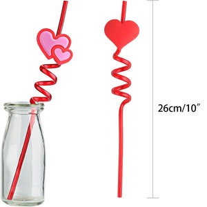 Valentine's Day Red Heart Shaped Reusable Straws Valentine Party ...
