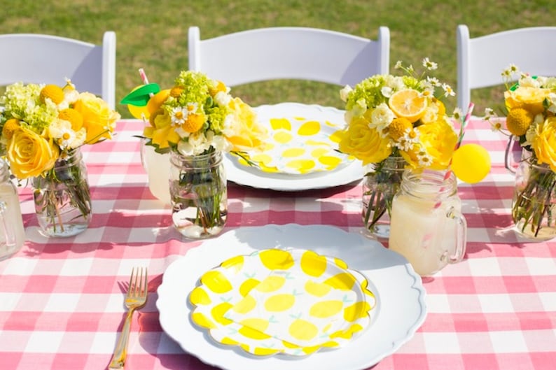 Lemon Themed Party Paper Plate Cups Napkins Cutlery Set for - Etsy
