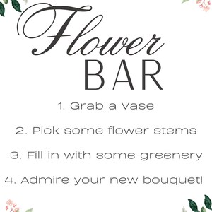 Flower Bar Sign Bridal Shower Editable Floral Bar Sign Bouquet Bar Baby ...