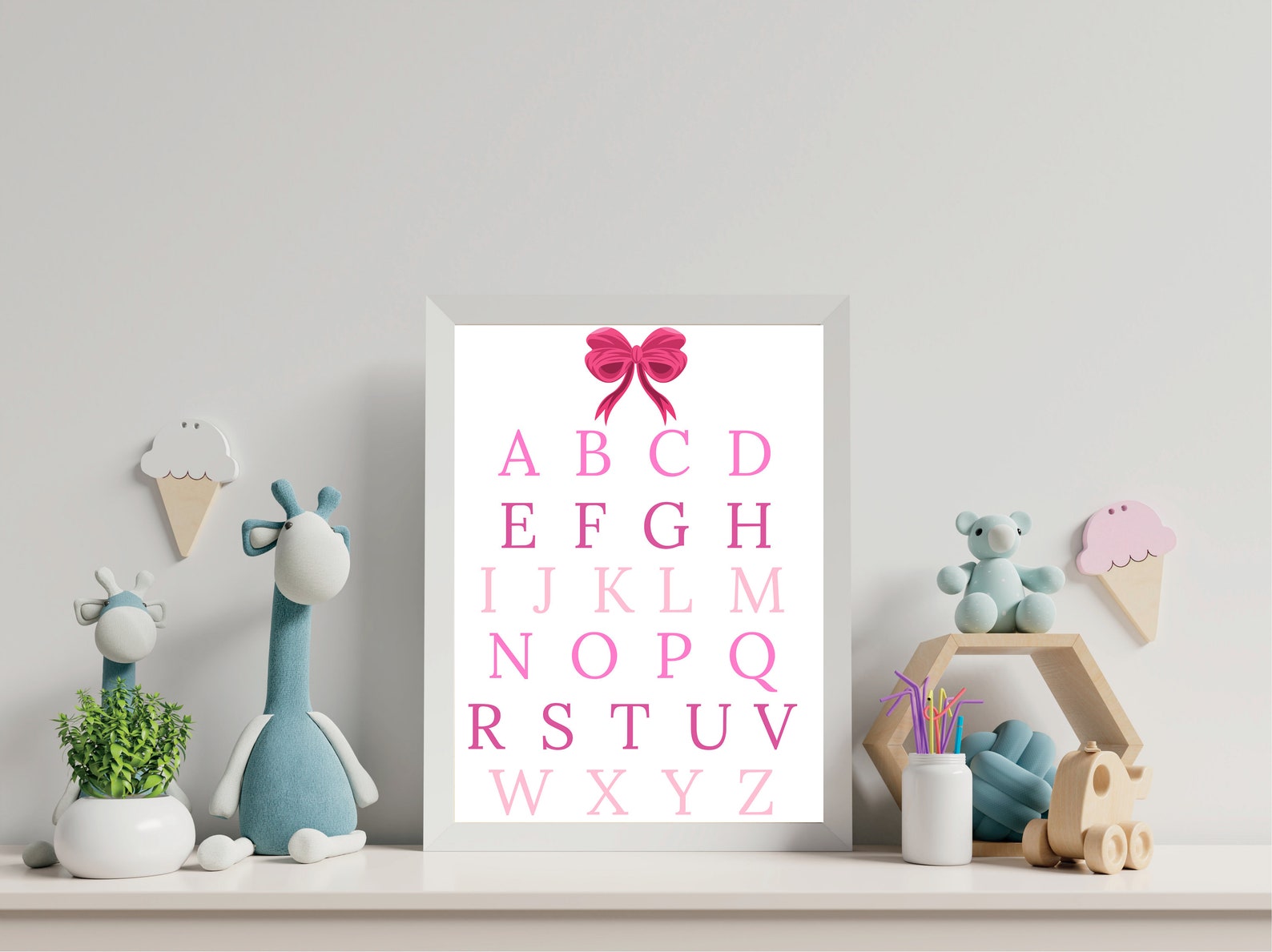 Pink Alphabet Wall Art for Little Girls' Playroom Nursery - Etsy