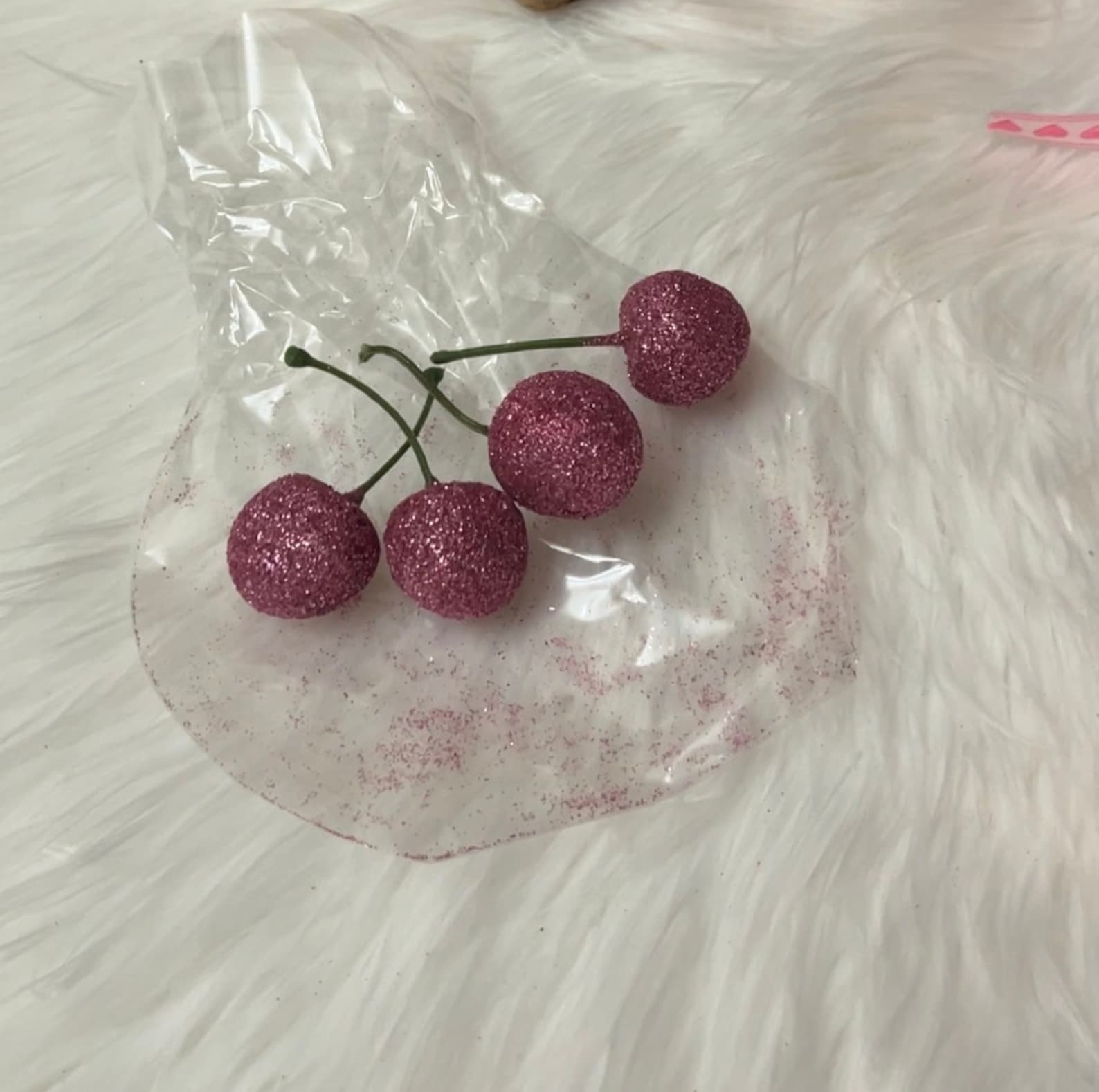 Pink Edible Glitter Faux Cherries for Vintage Girly Birthday Cake ...