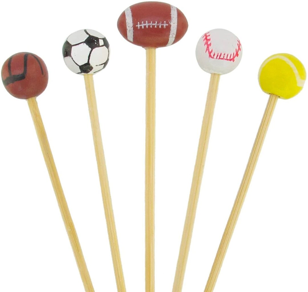 Assorted Sports Themed Charcuterie Toothpicks Football Soccer Baseball ...