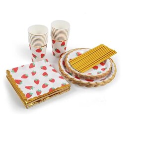 Strawberry Shortcake Party Paper Plate Cups Napkins Cutlery Set for ...