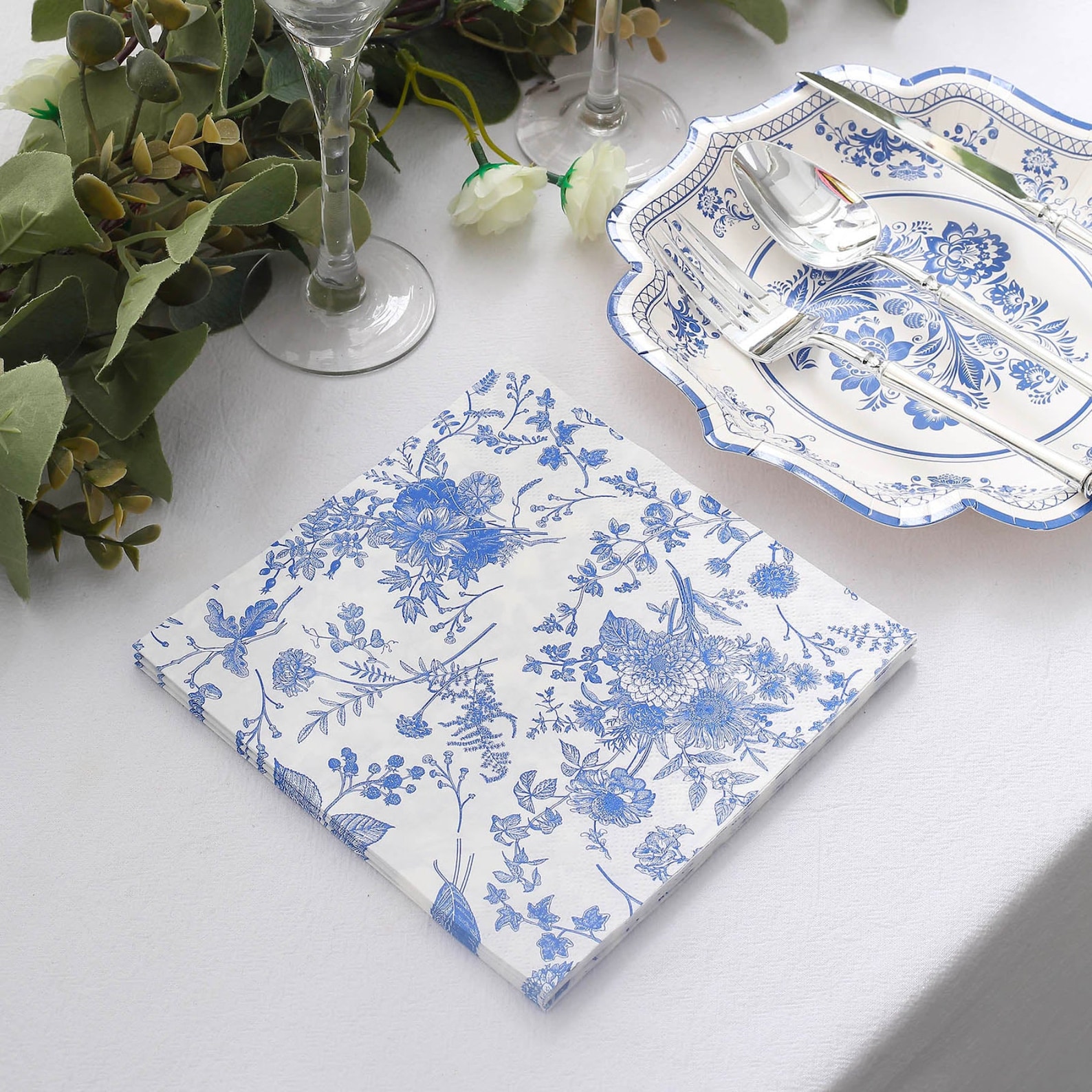 Paper Party Plates Floral Chinoiserie Print Fancy 8 - Etsy