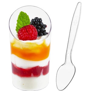 Plastic Dessert Parfait Favor Cups With Mini Spoons Appetizer Cups for ...