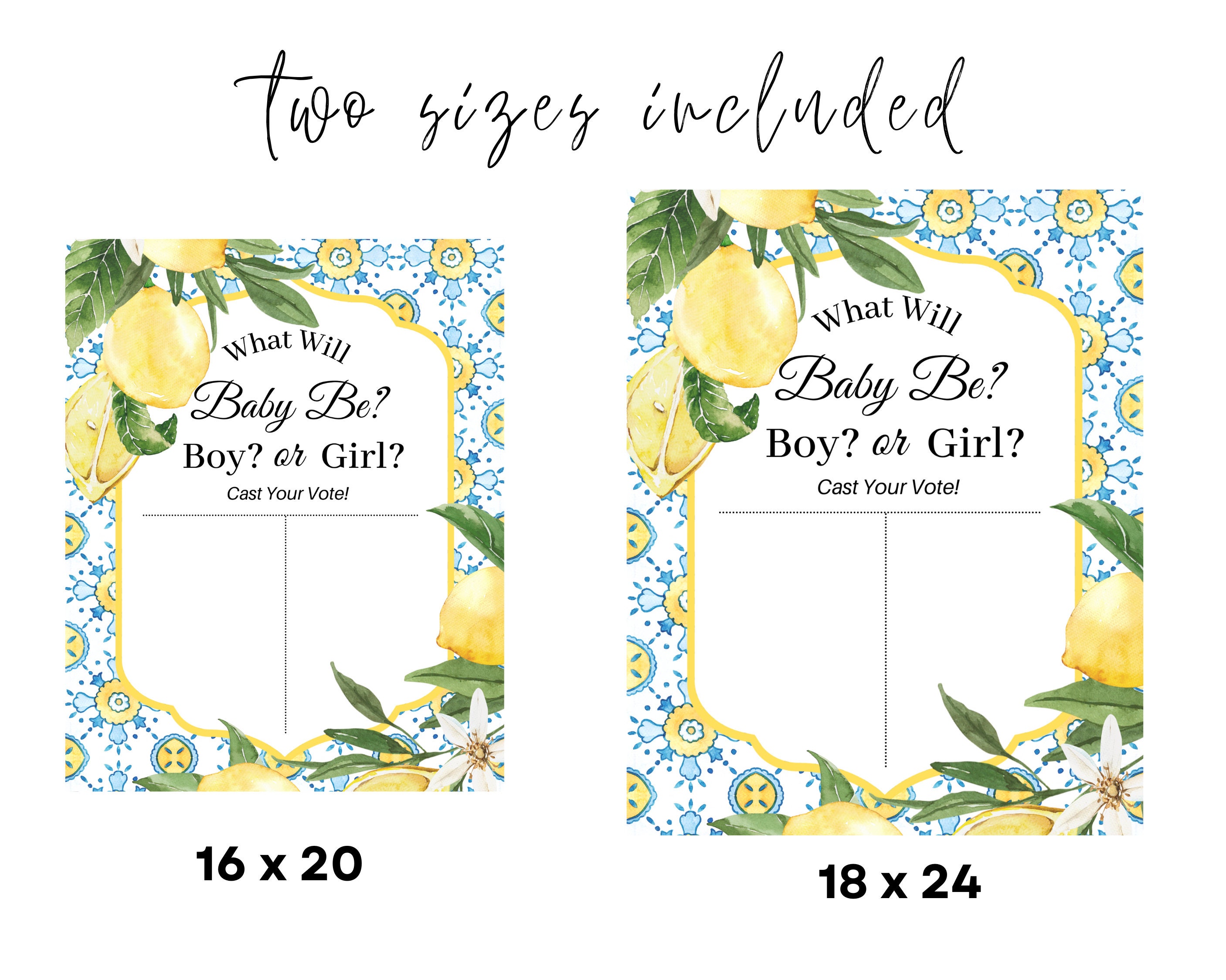 Lemon Tile Gender Voting Poster Template With Bonus Lemon Stickers ...