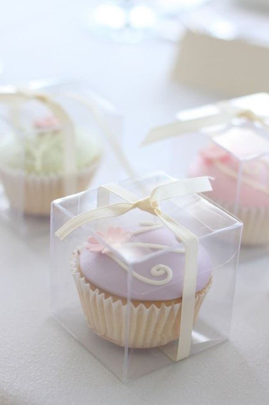 Cupcake Macaron Favor Box Packaging Set Dessert With Ribbon for Food ...