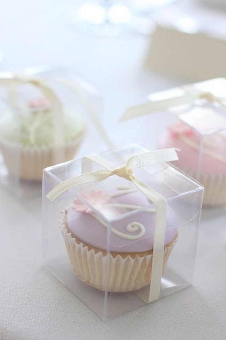 Cupcake Macaron Favor Box Packaging Set Dessert With Ribbon - Etsy
