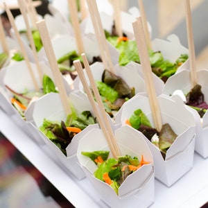 Kraft White Food Take Out Boxes Wooden Forks Chopsticks Set Appetizer ...