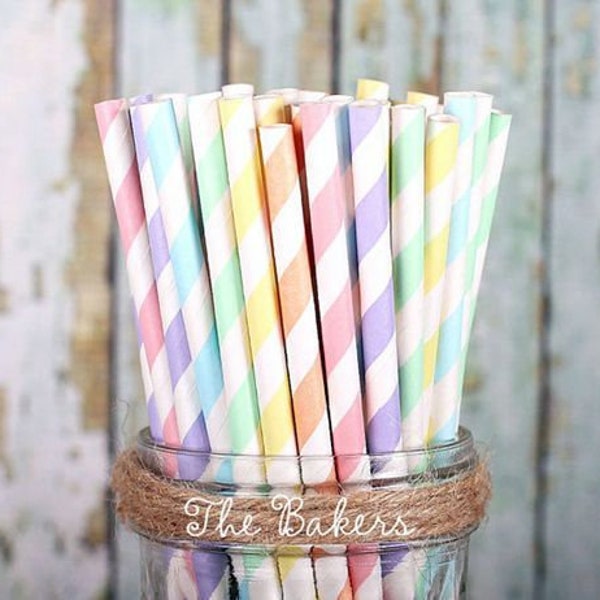 Pastel Paper Straw - Etsy