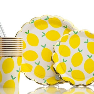 Lemon Themed Party Paper Plate Cups Napkins Cutlery Set for Kids ...
