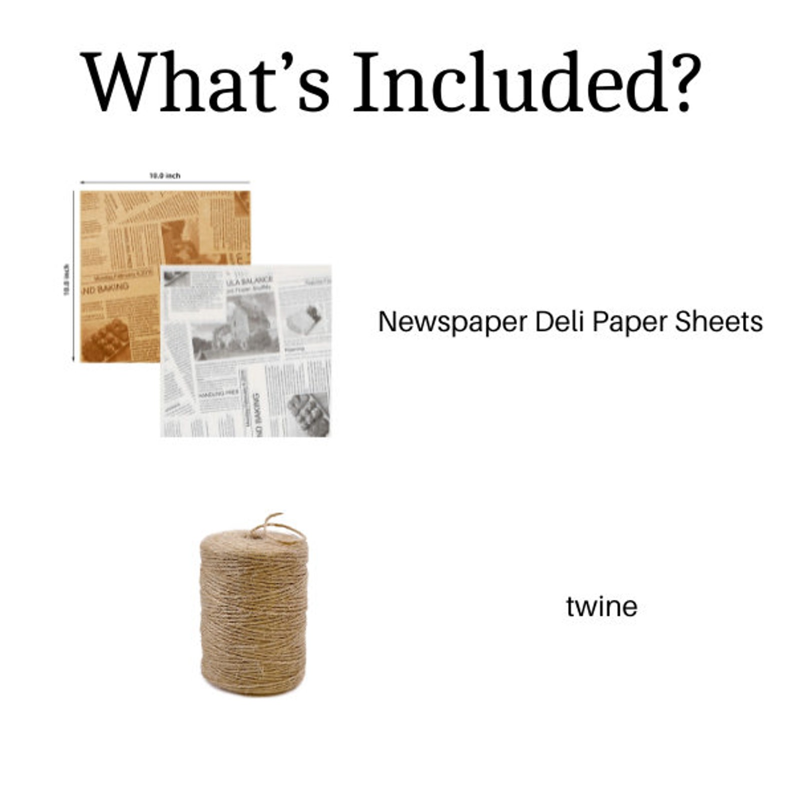 Newspaper Deli Paper Sheets Sandwich Twine Set for Food Display Buffet ...