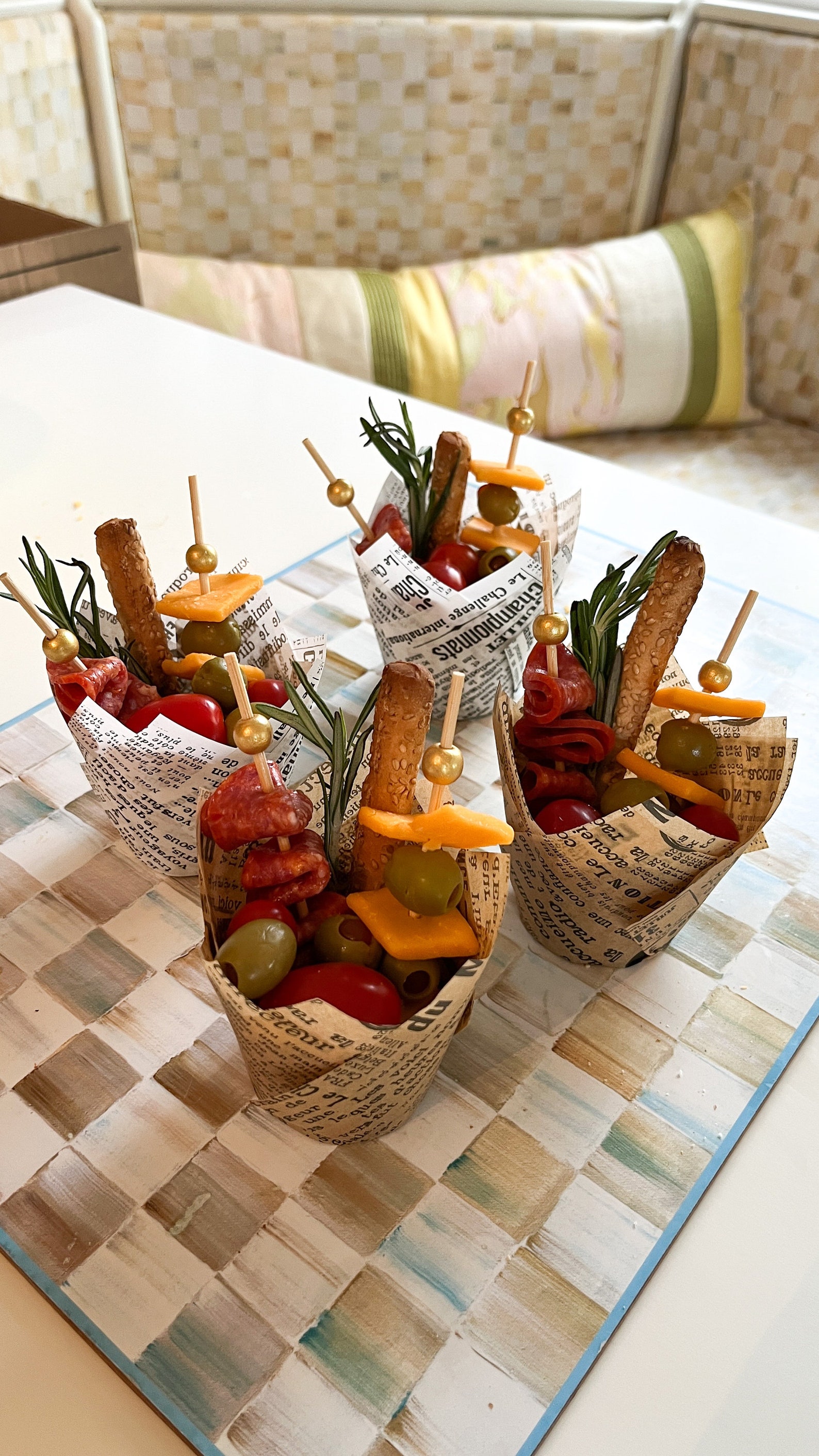 French Newspaper Charcuterie Favor Cups and Toothpicks for Individual ...