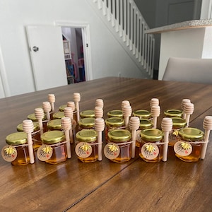 Mini Honey Jar Favors Empty Glass Honey Jars With Gold Lids Wooden ...