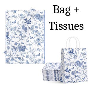 Blue Floral Favor Treat Bags for Garden Tea Party Wedding Bridal Shower ...