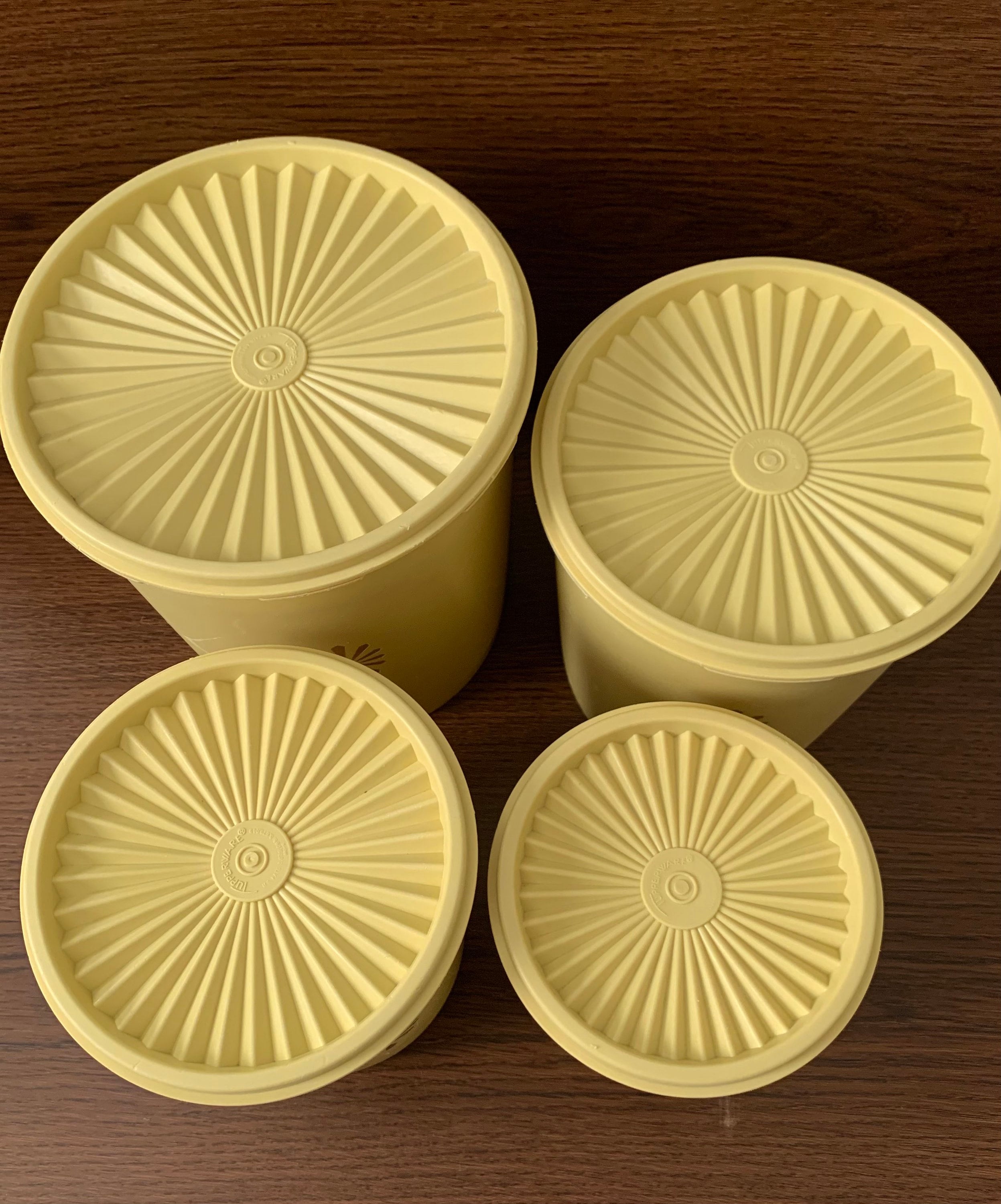 Tupperware Canister Set Vintage Made in the USA Servalier Sunburst Lids ...