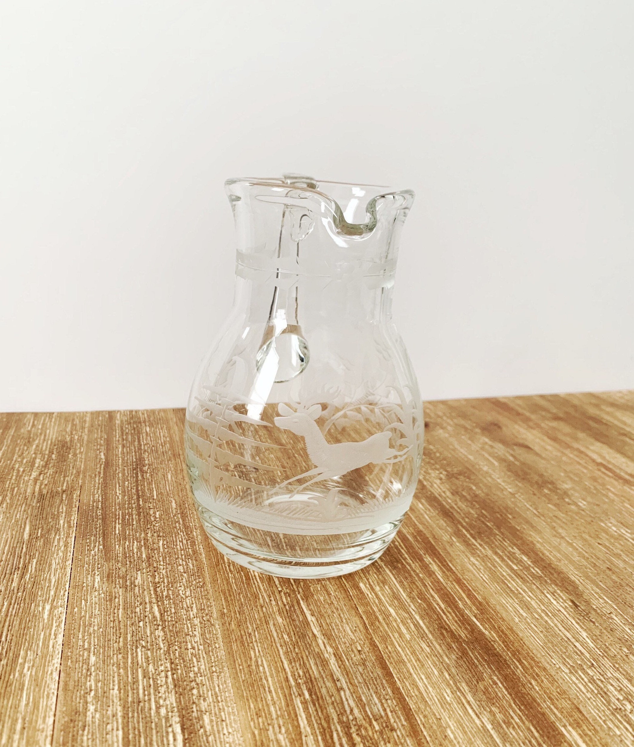Etched Glass Small Pitcher 1/2 L Vintage Glass Etched - Etsy