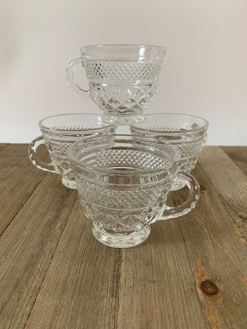 Vintage Anchor Hocking Coffee/tea Cups Wexford Pattern Mid Century ...