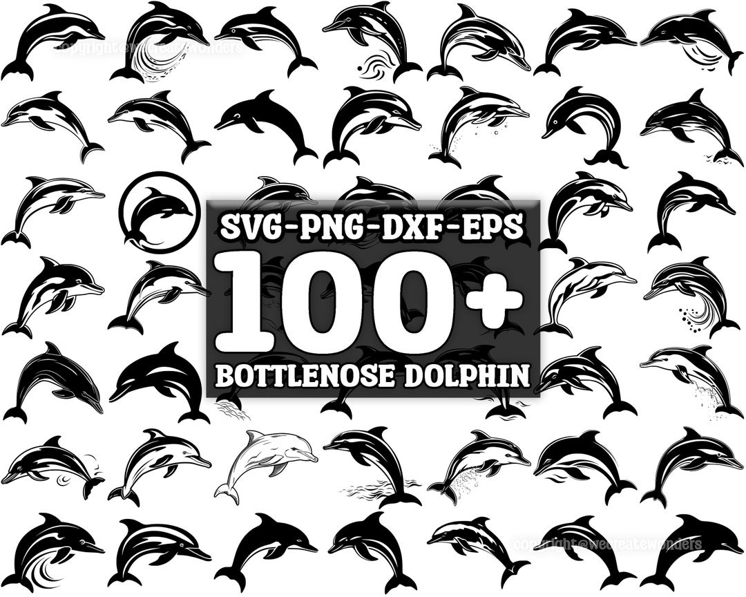 Bottlenose Dolphin SVG Bundle, Set of 100, Instant Digital Download ...