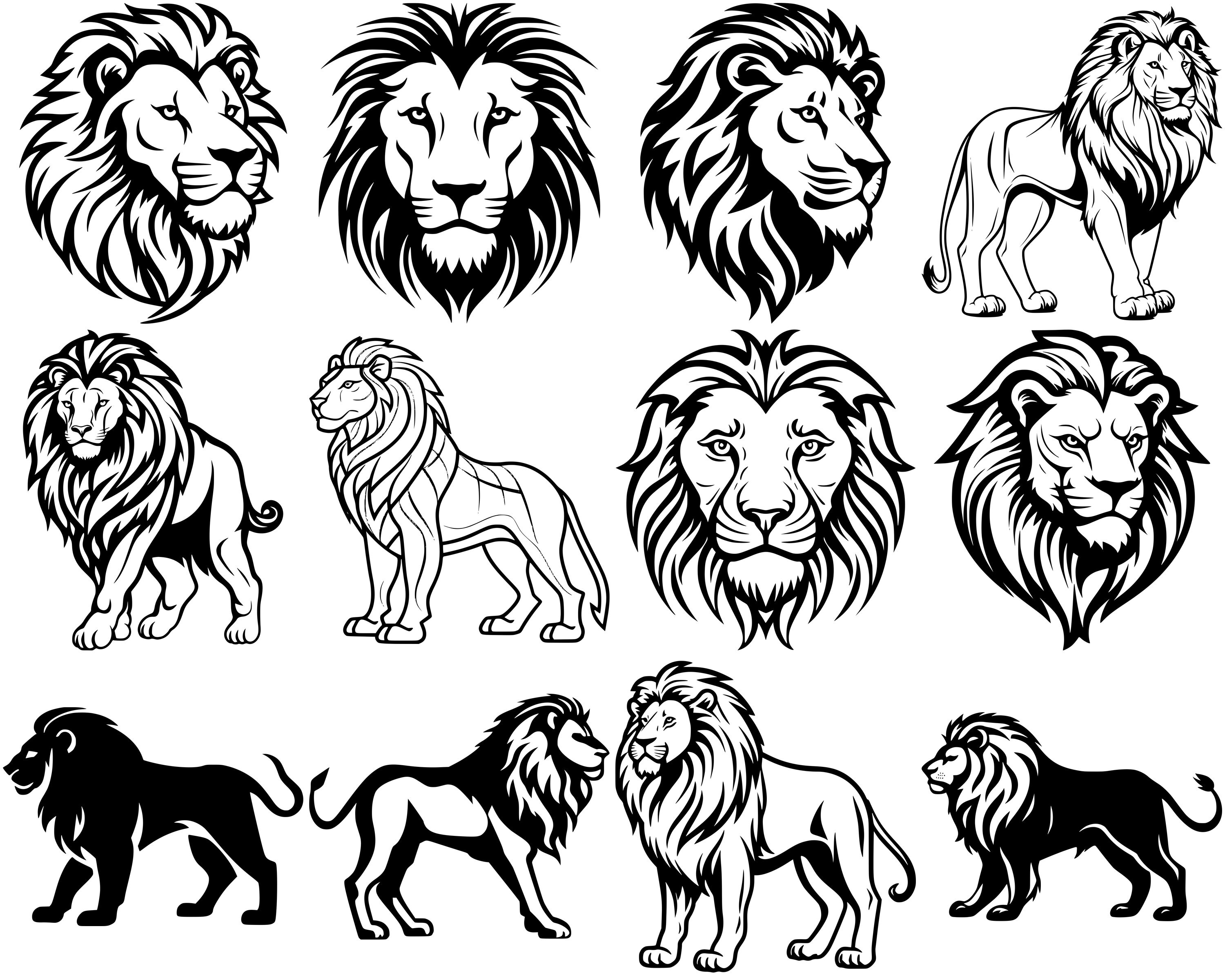 Lion SVG Bundle, Set of 100, Instant Digital Download, Png, Svg, Eps ...