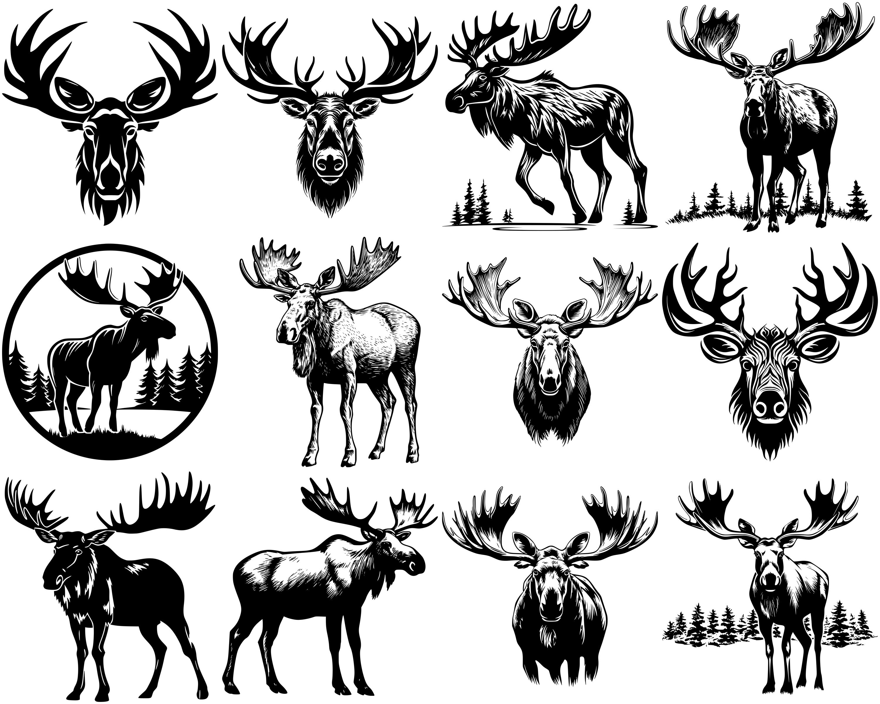 Moose SVG Bundle, Set of 100, Instant Digital Download, Png, Svg, Eps ...