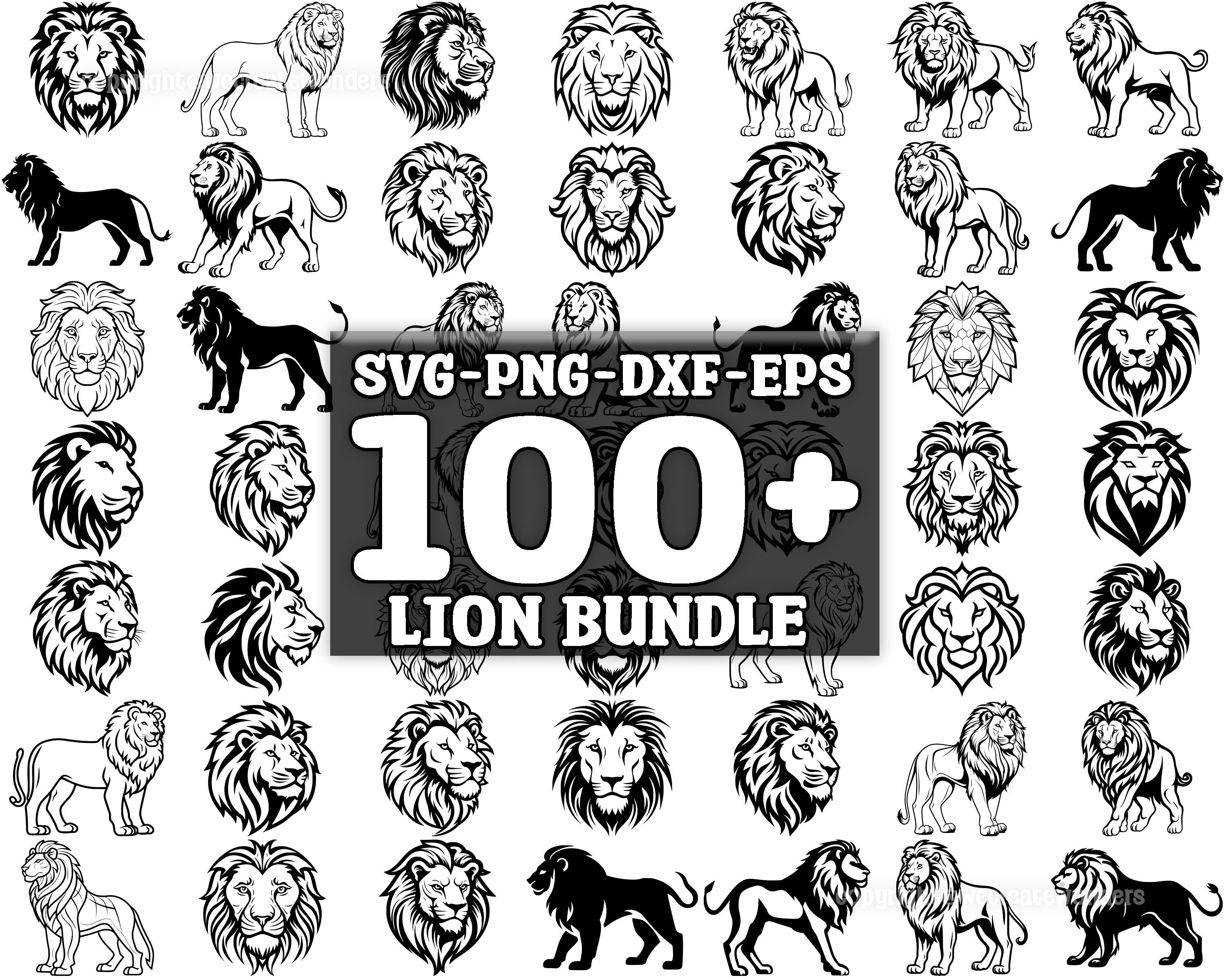 Lion SVG Bundle, Set of 100, Instant Digital Download, Png, Svg, Eps ...