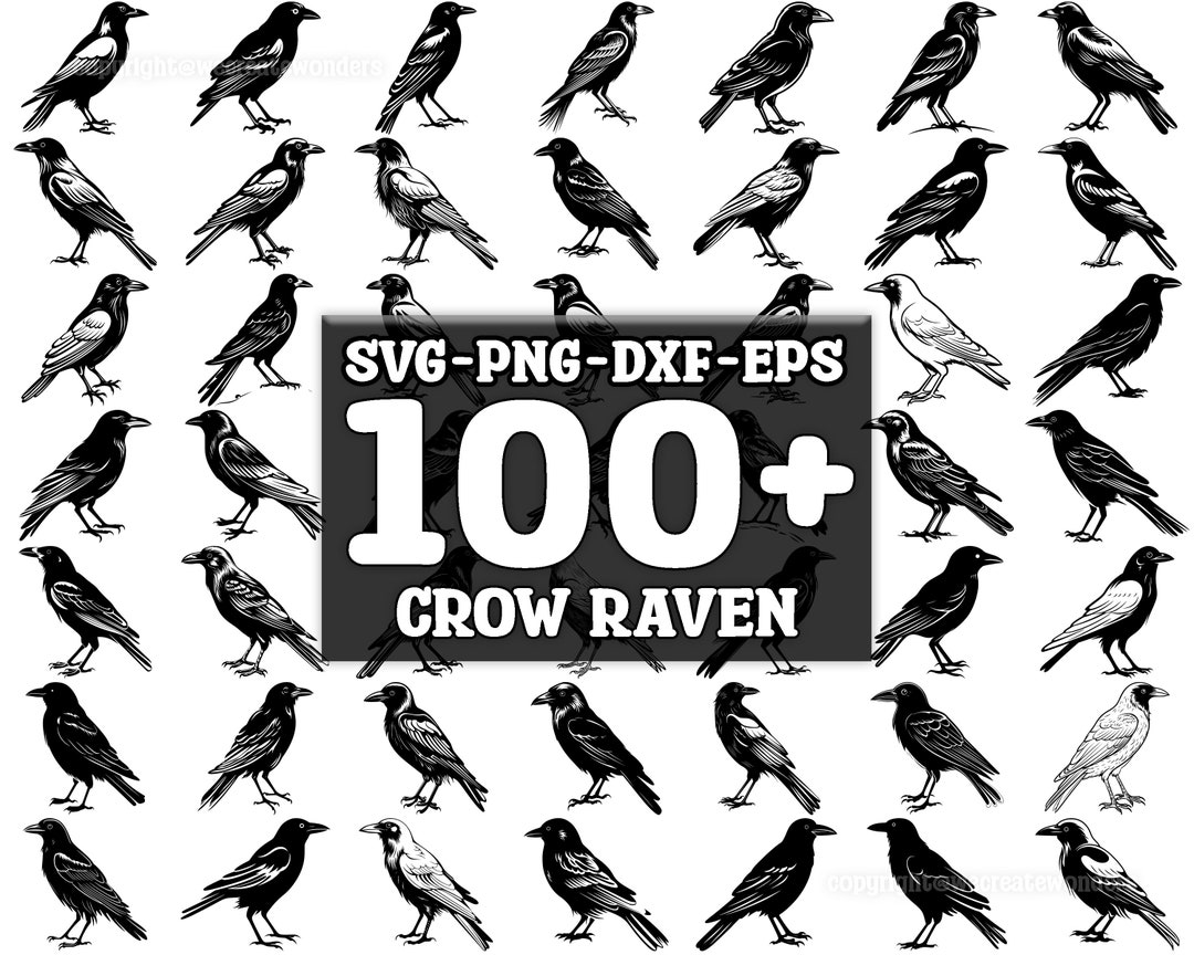 Crow SVG Bundle, Set of 100, Instant Digital Download, Png, Svg, Eps ...