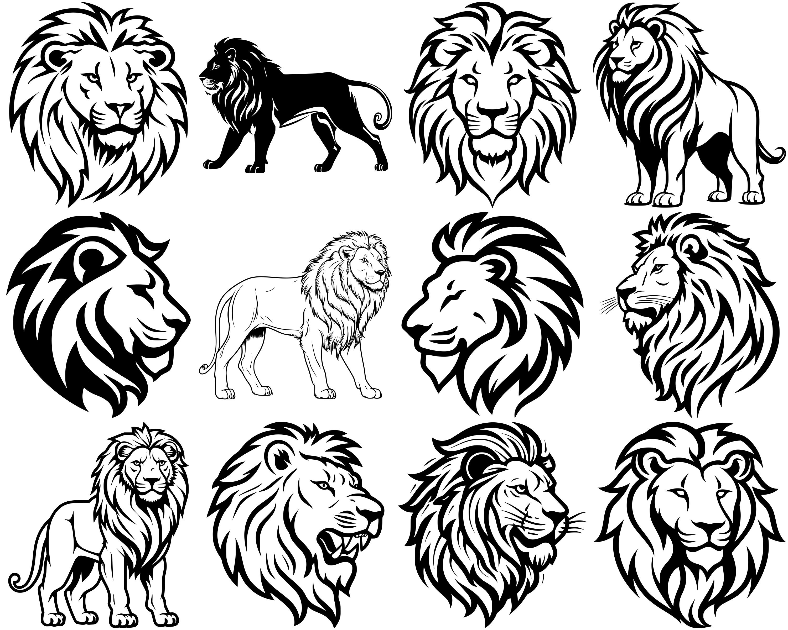 Lion SVG Bundle, Set of 100, Instant Digital Download, Png, Svg, Eps ...