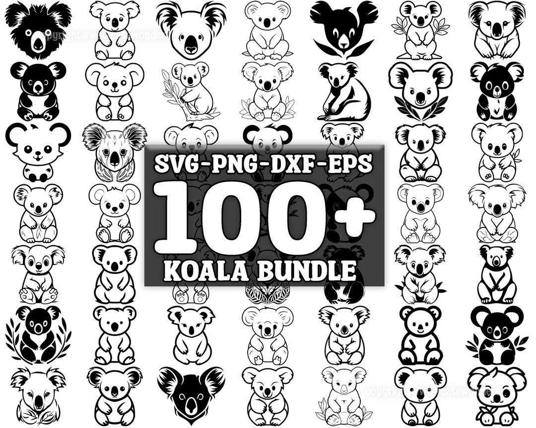 Koala SVG Bundle, Set of 100, Instant Digital Download, Png, Svg, Eps ...