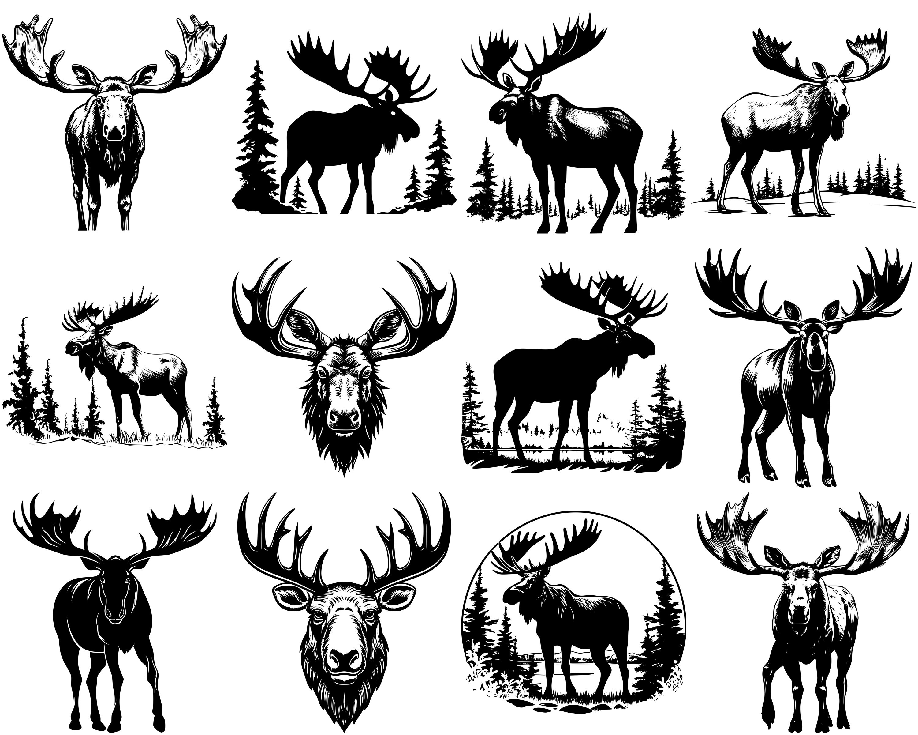 Moose SVG Bundle, Set of 100, Instant Digital Download, Png, Svg, Eps ...