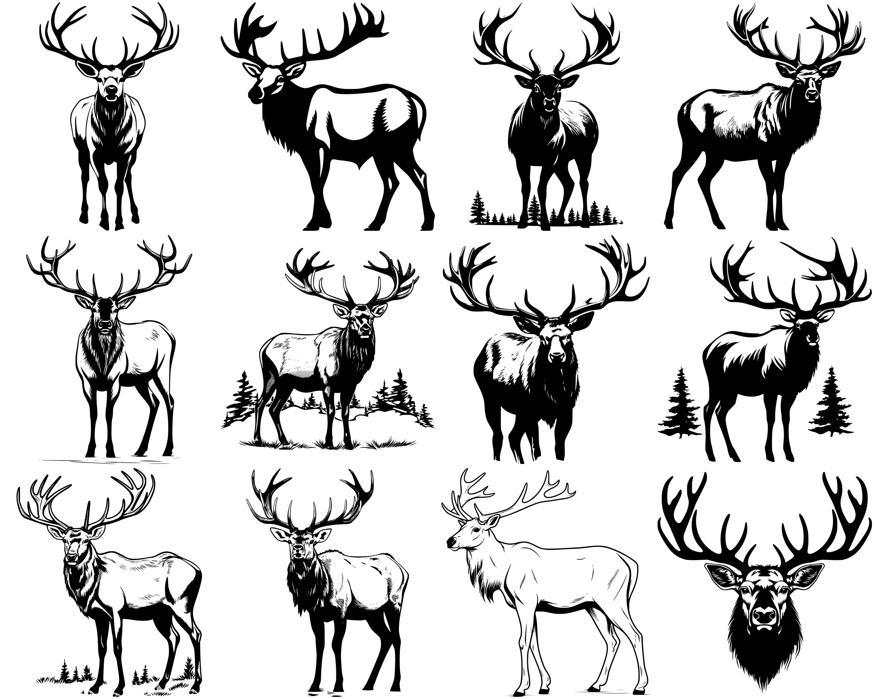 American Elk SVG Bundle, Set of 100, Instant Digital Download, Png, Svg ...