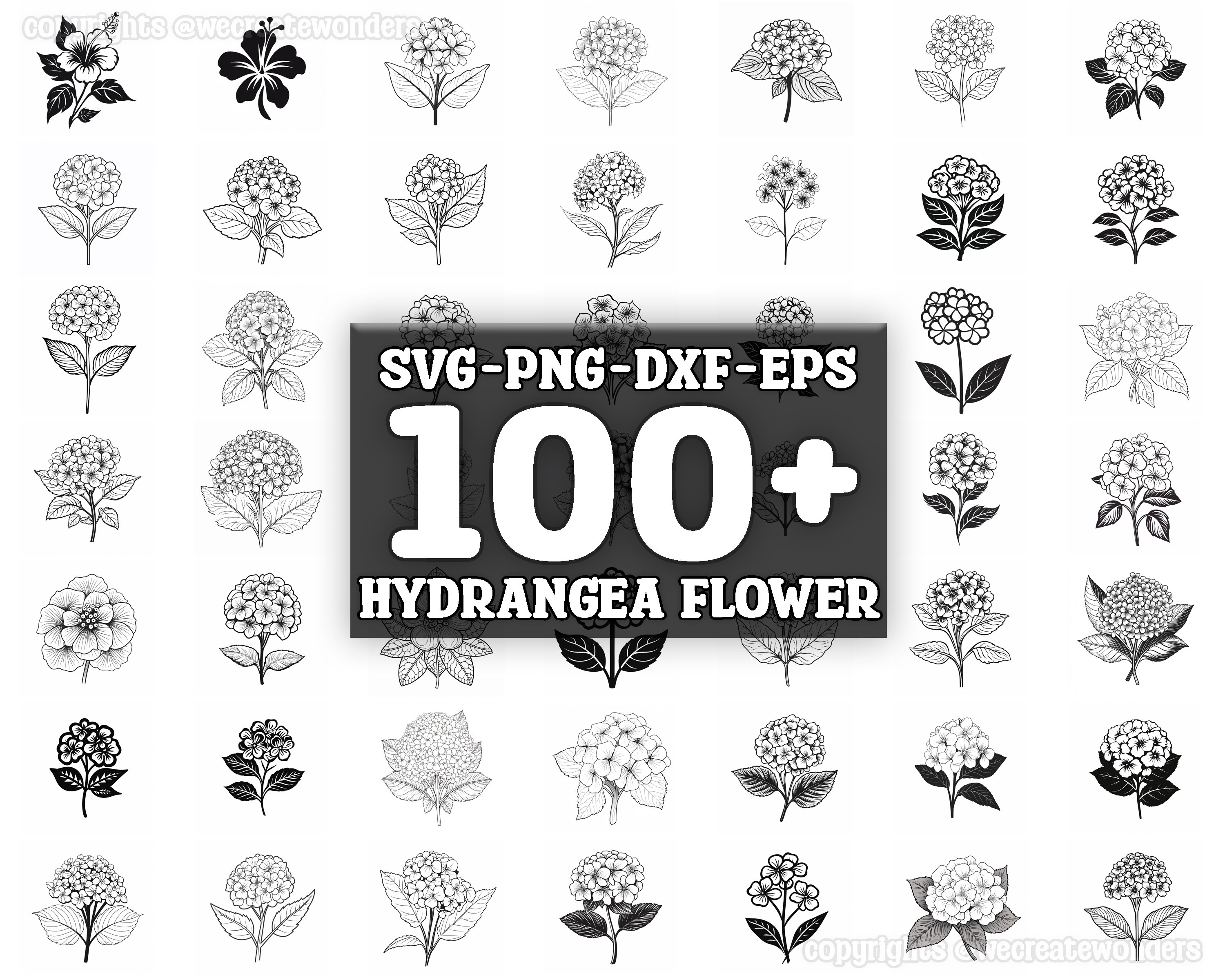 Hydrangea SVG Bundle, Set of 100, Instant Digital Download, Png, Svg ...