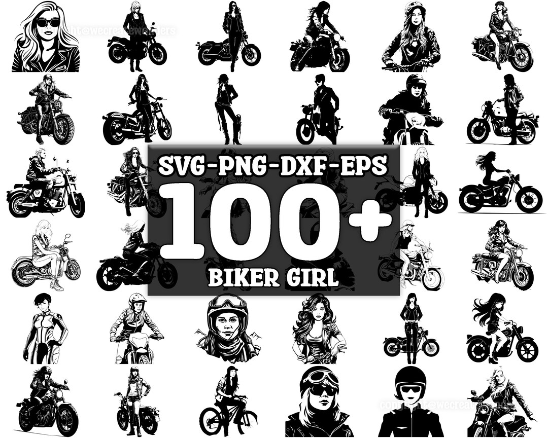 Biker Girl SVG Bundle, Set of 100, Instant Digital Download, Png, Svg ...