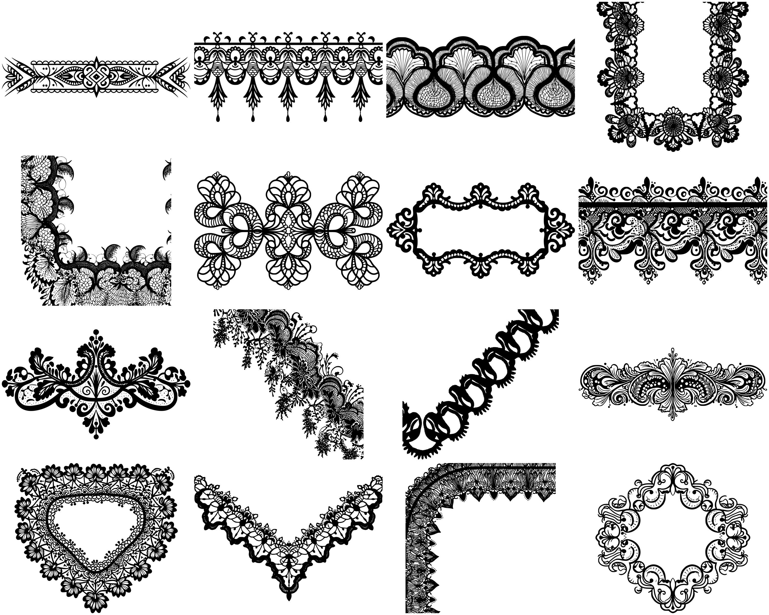 Lace Trim SVG Bundle, Set of 100, Instant Digital Download, Png, Svg ...