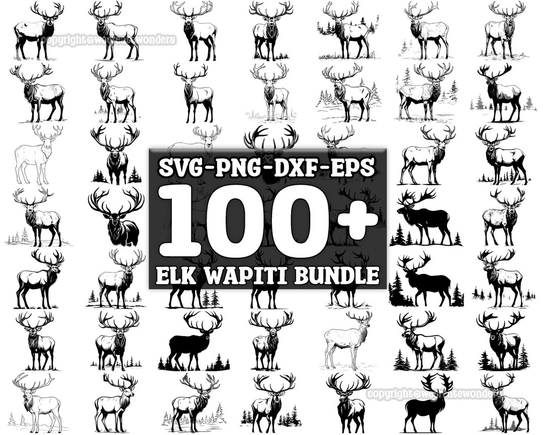 American Elk SVG Bundle, Set of 100, Instant Digital Download, Png, Svg ...