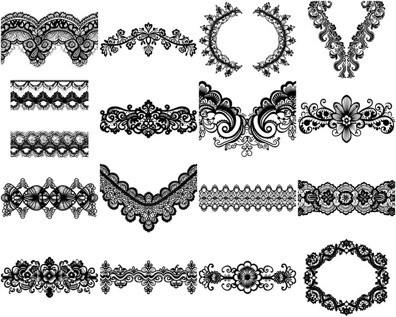 Lace Trim SVG Bundle, Set of 100, Instant Digital Download, Png, Svg ...