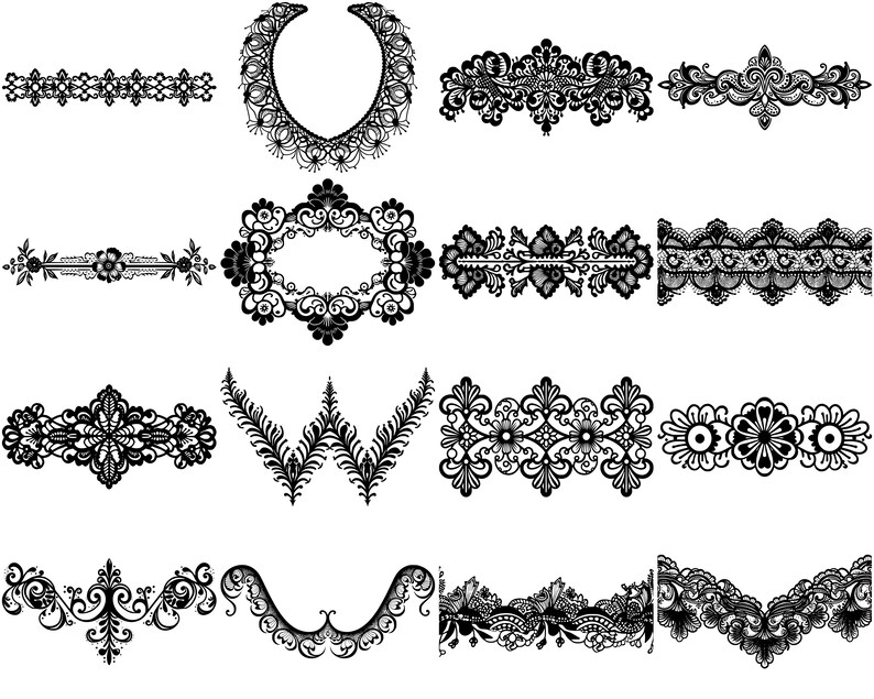 Lace Trim SVG Bundle, Set of 100, Instant Digital Download, Png, Svg ...