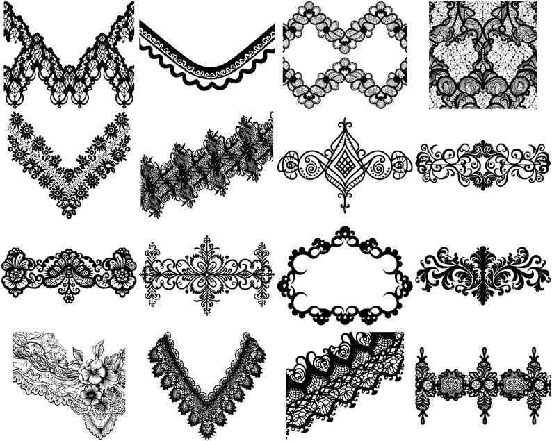 Lace Trim SVG Bundle, Set of 100, Instant Digital Download, Png, Svg ...