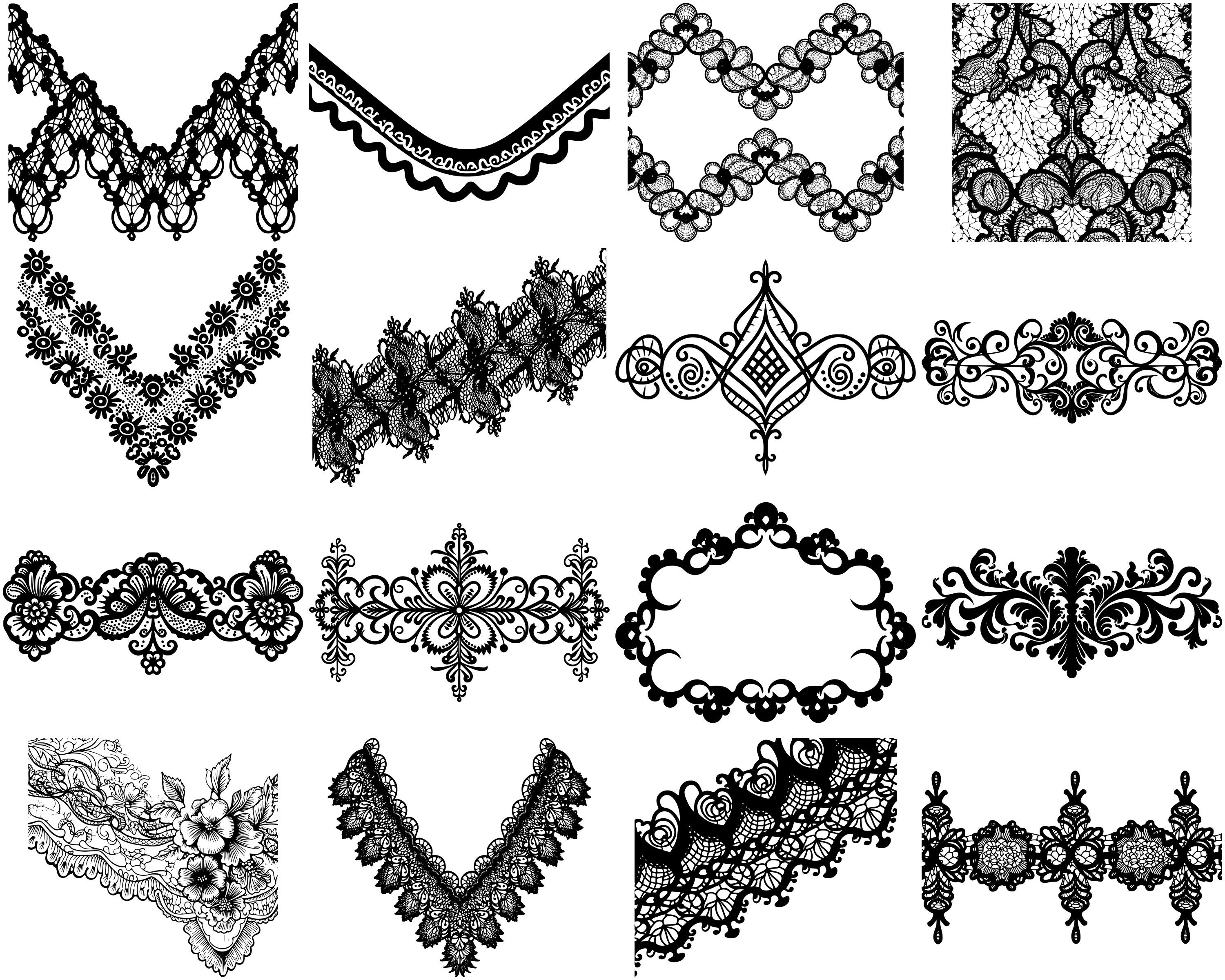 Lace Trim SVG Bundle, Set of 100, Instant Digital Download, Png, Svg ...