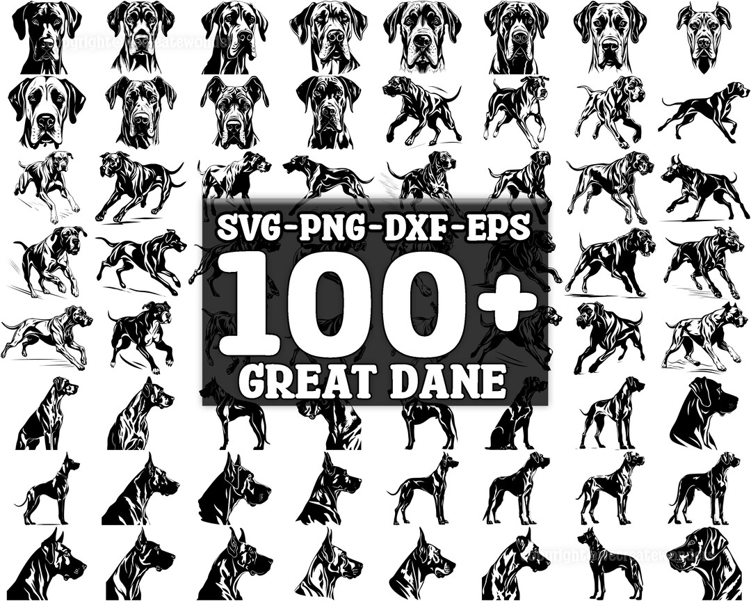 Great Dane SVG Bundle, Set of 100, Instant Digital Download, Png, Svg ...