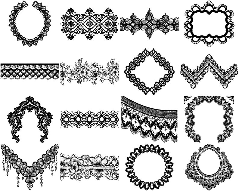 Lace Trim SVG Bundle, Set of 100, Instant Digital Download, Png, Svg ...