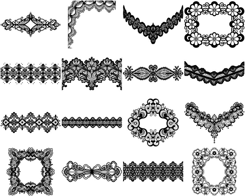 Lace Trim SVG Bundle, Set of 100, Instant Digital Download, Png, Svg ...