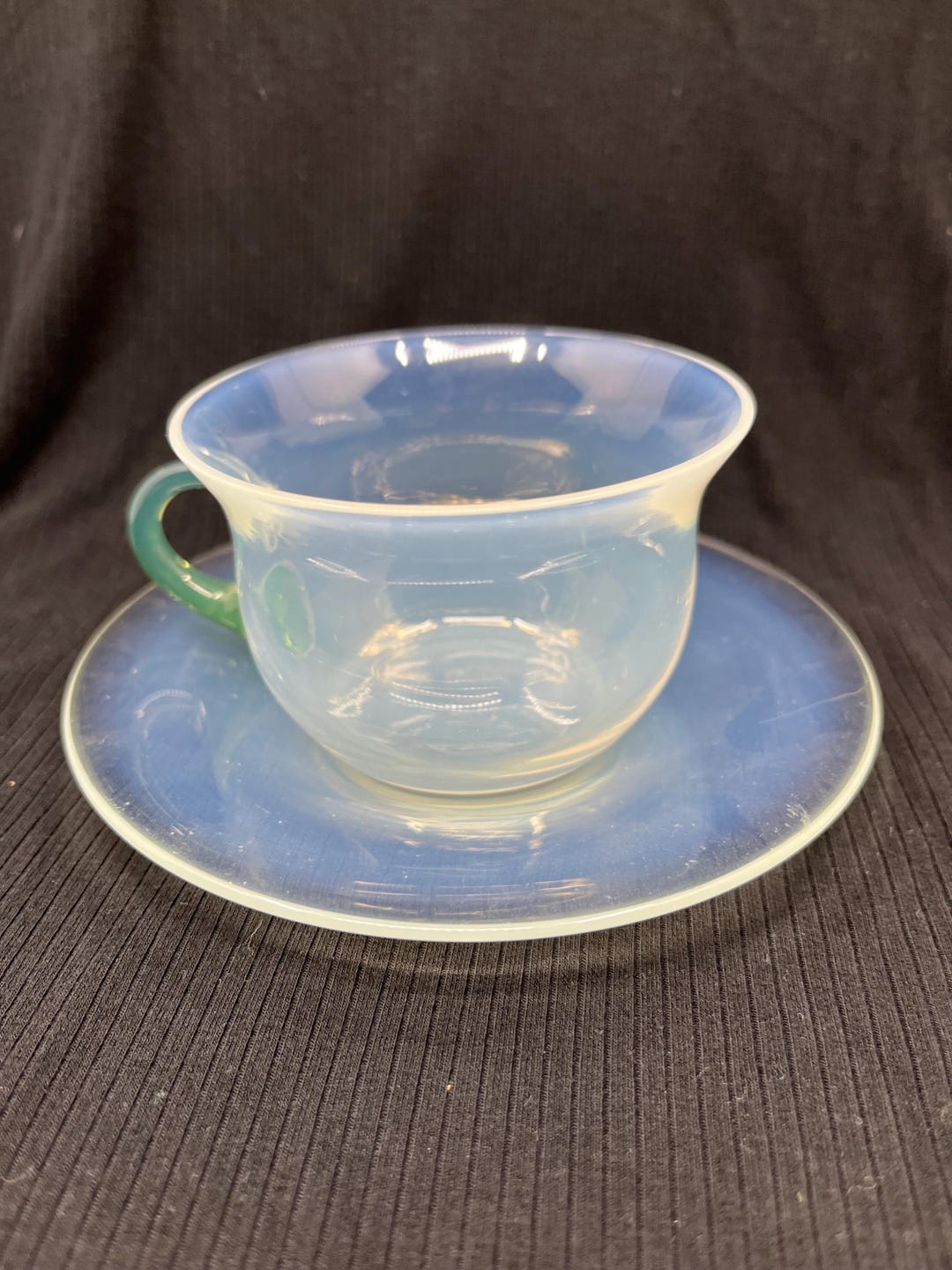 Fry Foval Opalescent With Jade Handle Cup and Saucer - Etsy