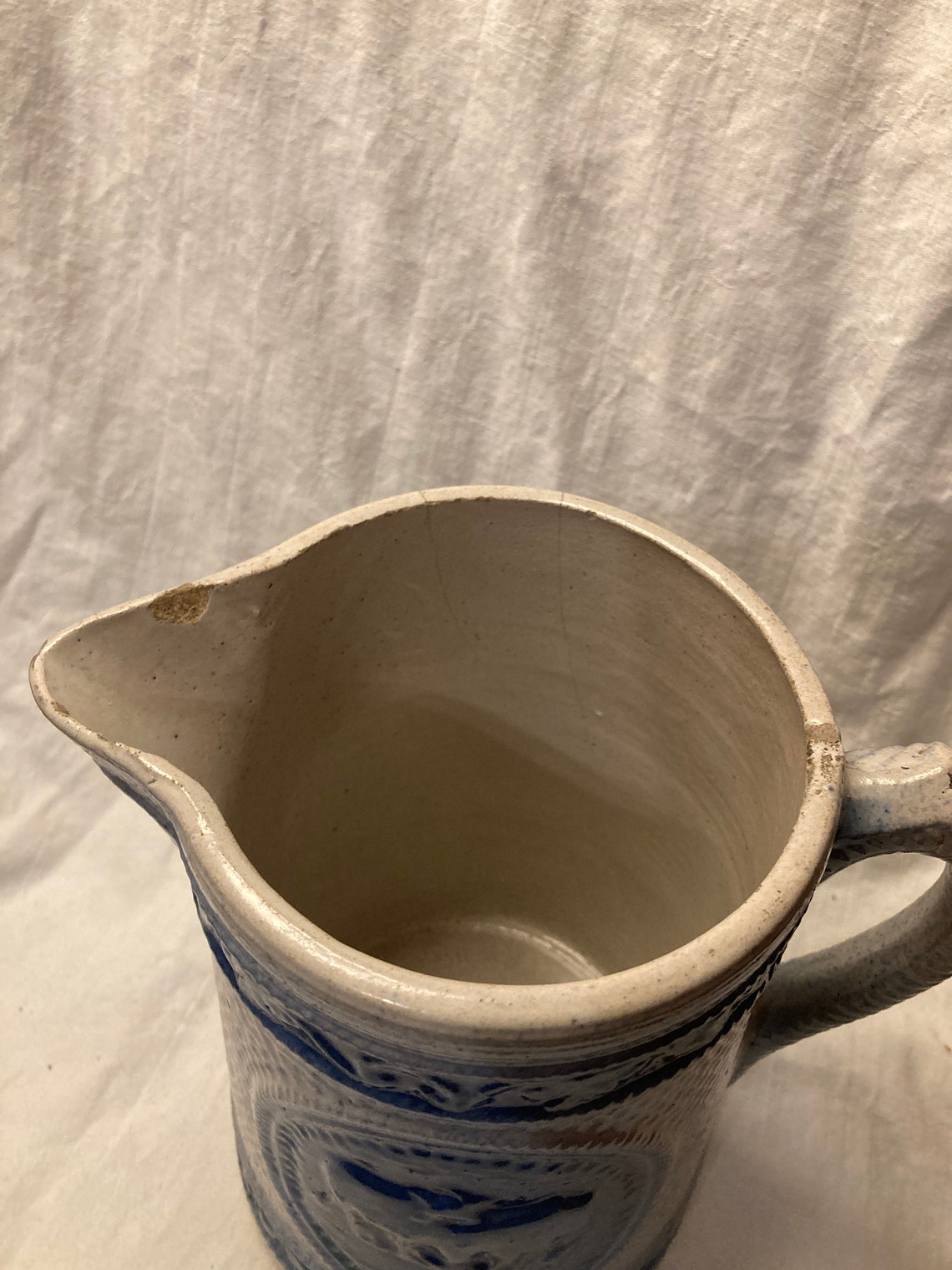 Antique Blue Stoneware Pitcher Salt Glaze With Glazing Cows - Etsy