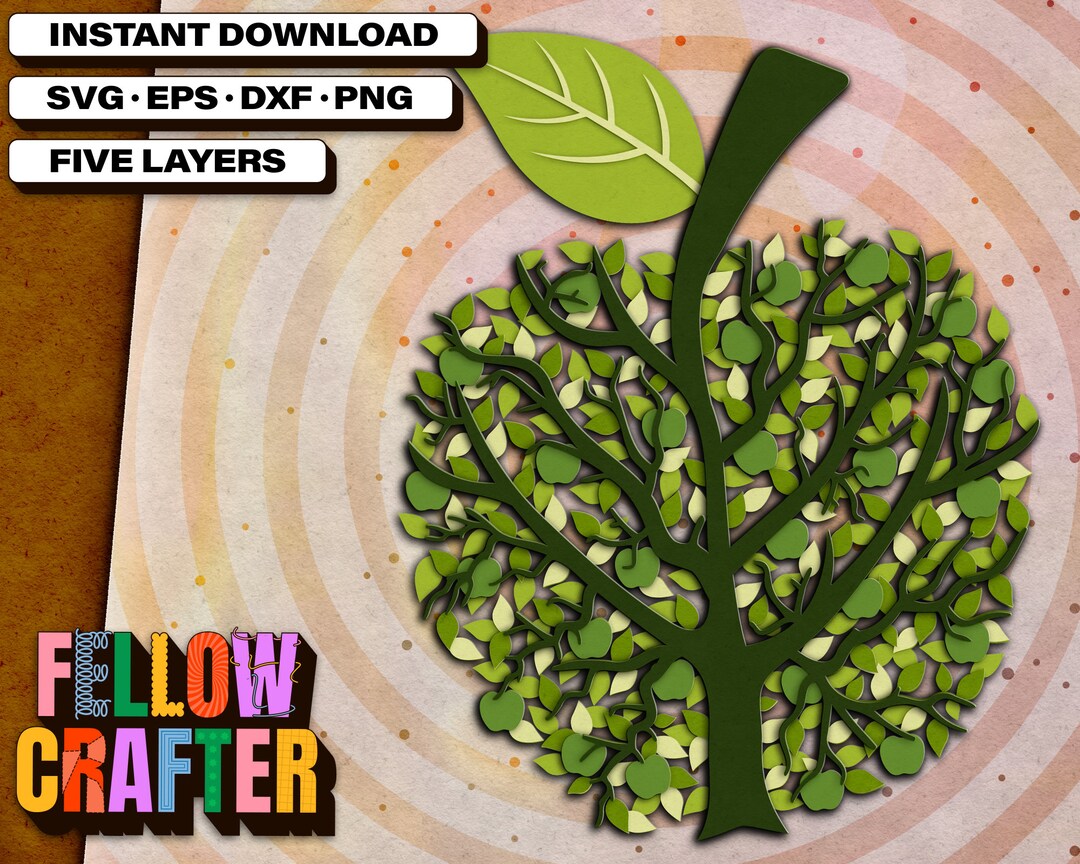 Apple Tree 3D Layered Mandala Svg Dxf Eps Files for - Etsy