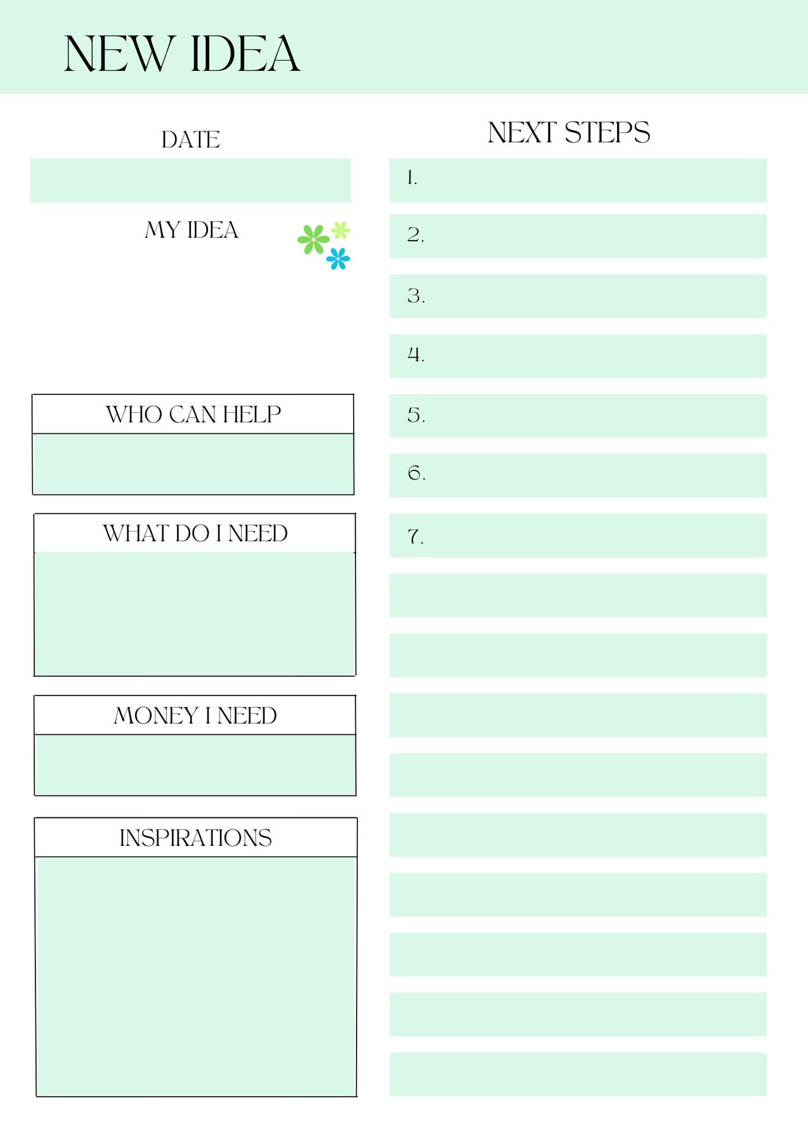 Idea Tracker: A Printable PDF Template for Organizing Your Brilliant ...
